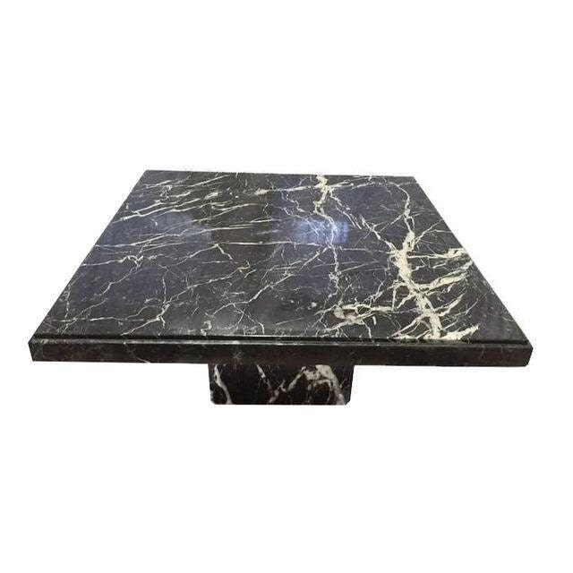 BIG Vintage Marble Cocktail Table Pedestal Platform Coffee Table Black ...