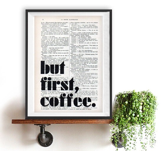 But First Coffee Print Art Poster Typography Wall Decor