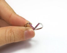 V Ruby Ring, Gold Ruby Ring, Ruby Wedding Band, Stacked V Ring, Chevron ...