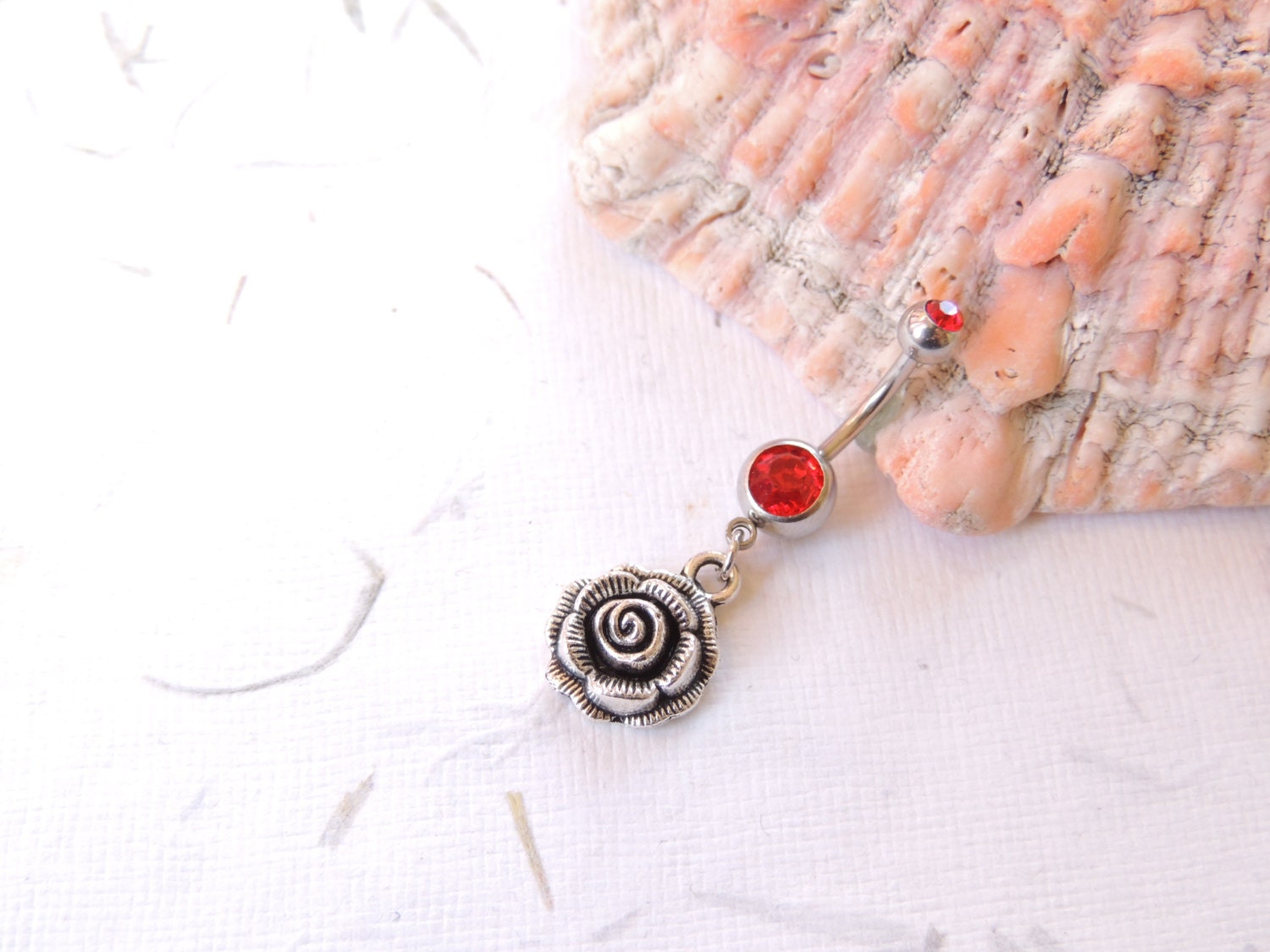 Rose Belly Button Ring Belly Button Jewelry Dangle Belly