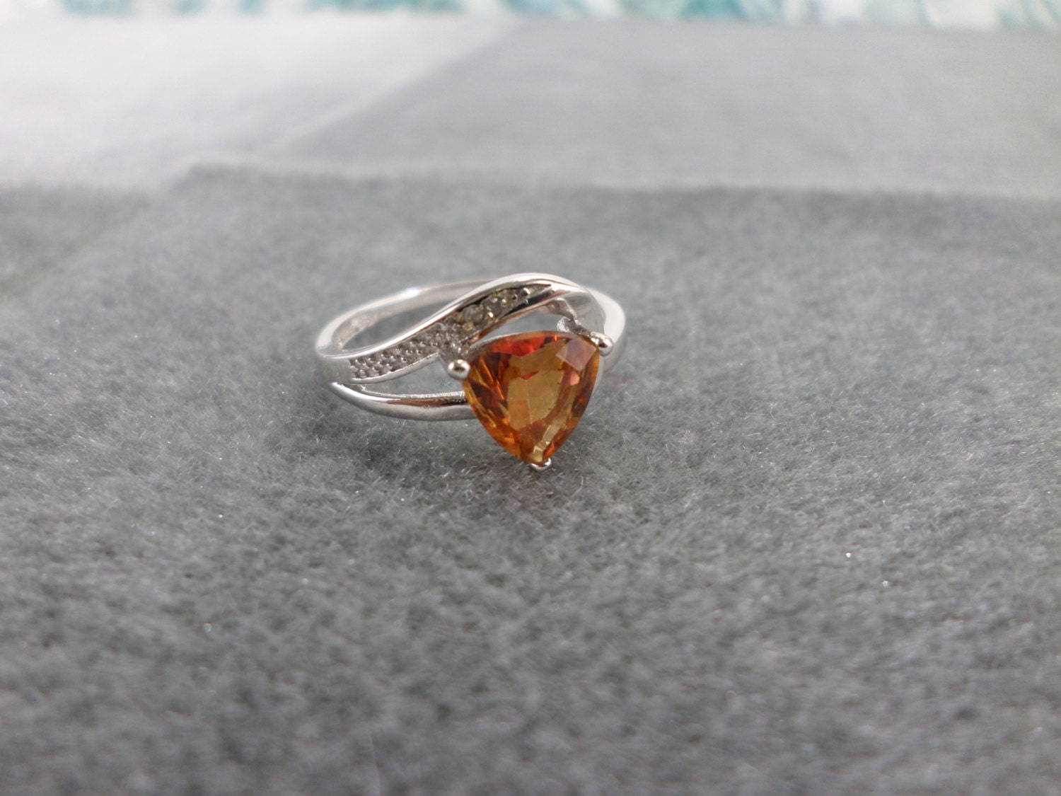 Trillion Cut Ring Azotic Topaz Ring Trillion Cut Topaz Gemstone Ring ...
