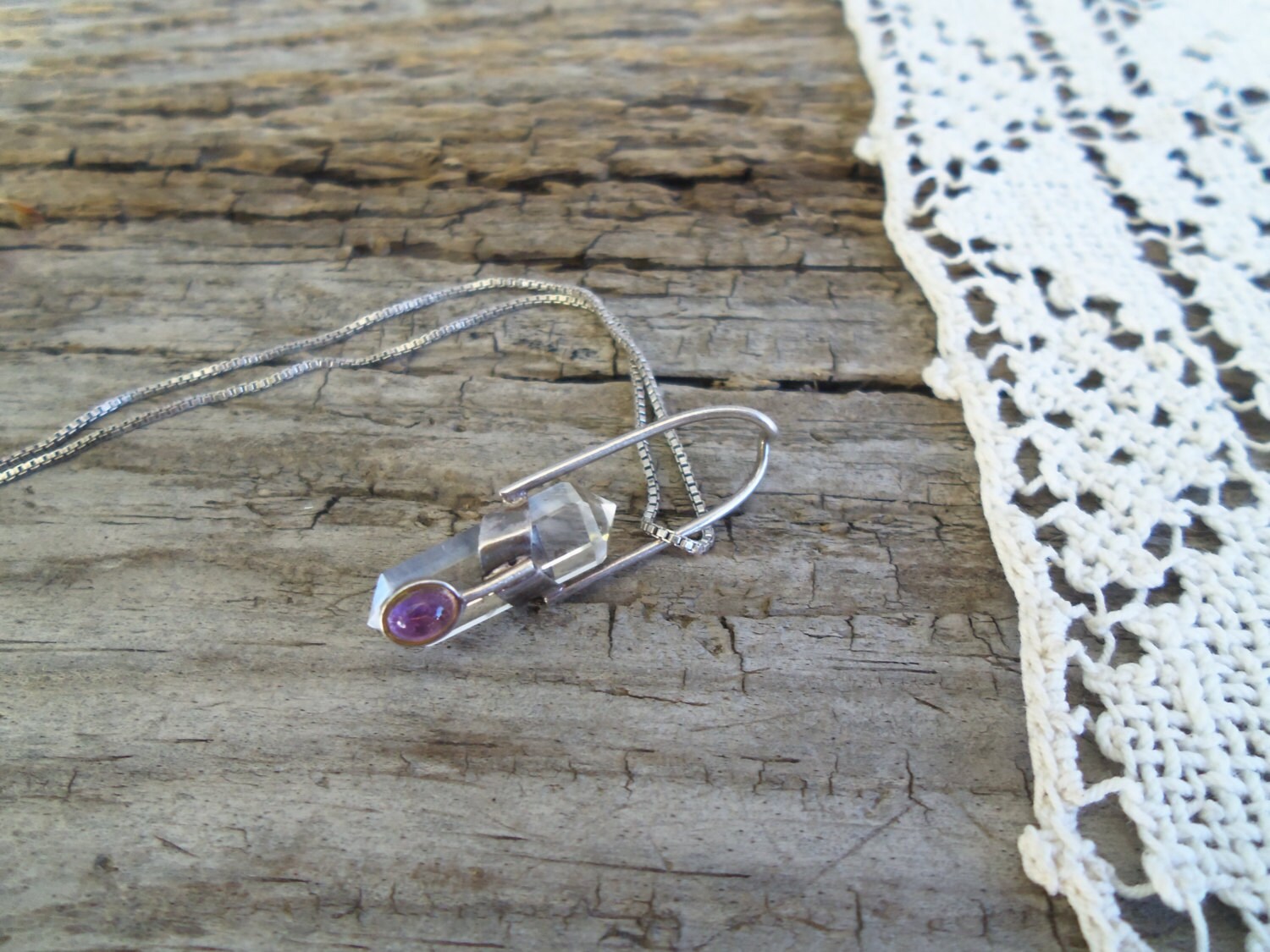 Stering Silver Crystal Point and Amethyst Necklace – Haute Juice