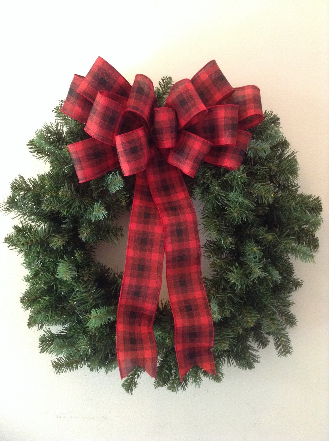 Christmas Plaid Wreath Bow Red And Black By Craftsbybeba On Etsy