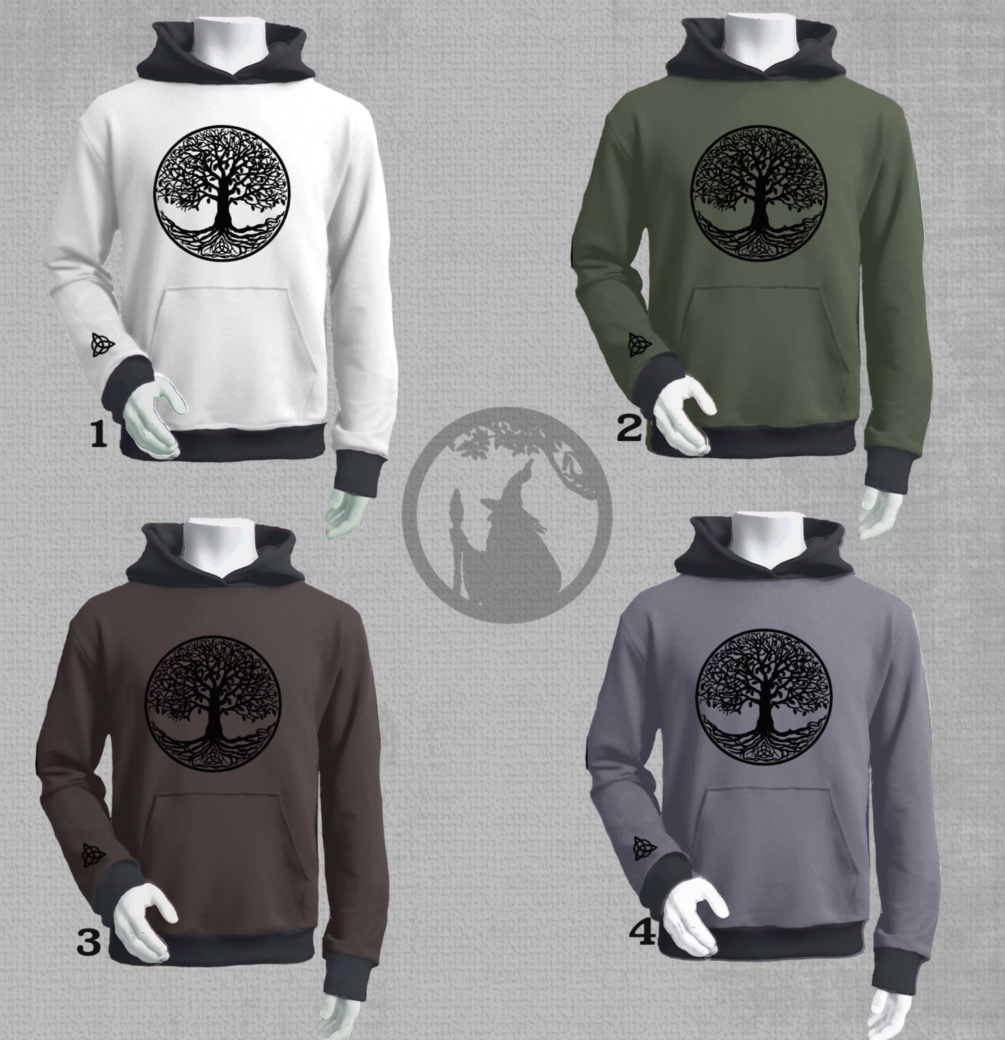 Mens hoodie with print TREE OF LIFE psychedelic clothing