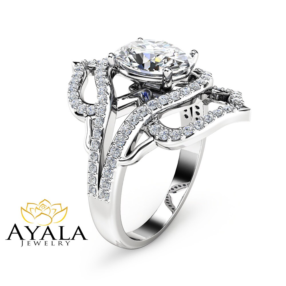 Unique Vintage Cocktail Ring Oval Diamond Fashion by AyalaDiamonds