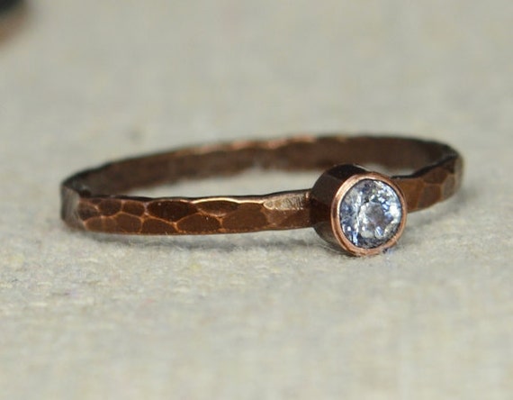 Bronze Copper CZ Diamond Ring Classic Size by Alaridesign on Etsy