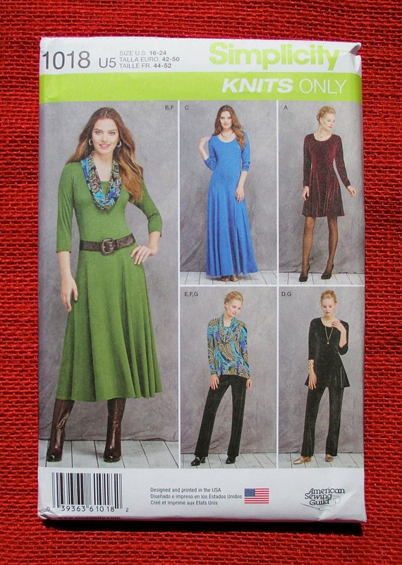 Simplicity 1018 Sewing Pattern Knit Dress by AlicesSewingCorner