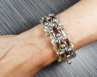 Heavy silver bangle | Etsy