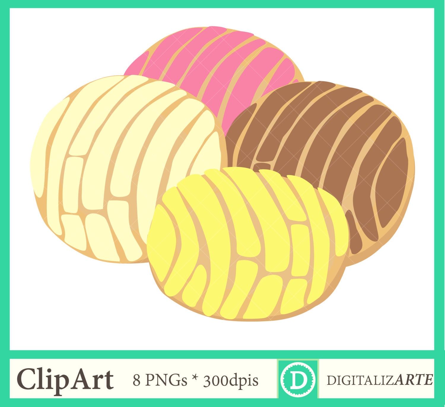 Conchitas 8 Clipart Set. Pan Dulce Mexican Pastries.