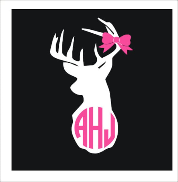 Deer Head Monogram Decal Vinyl Decal Buck Decal Hunting Vinyl