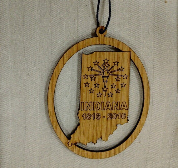 Wood Indiana Ornament Indiana Bicentennial Wooden by legacyimages