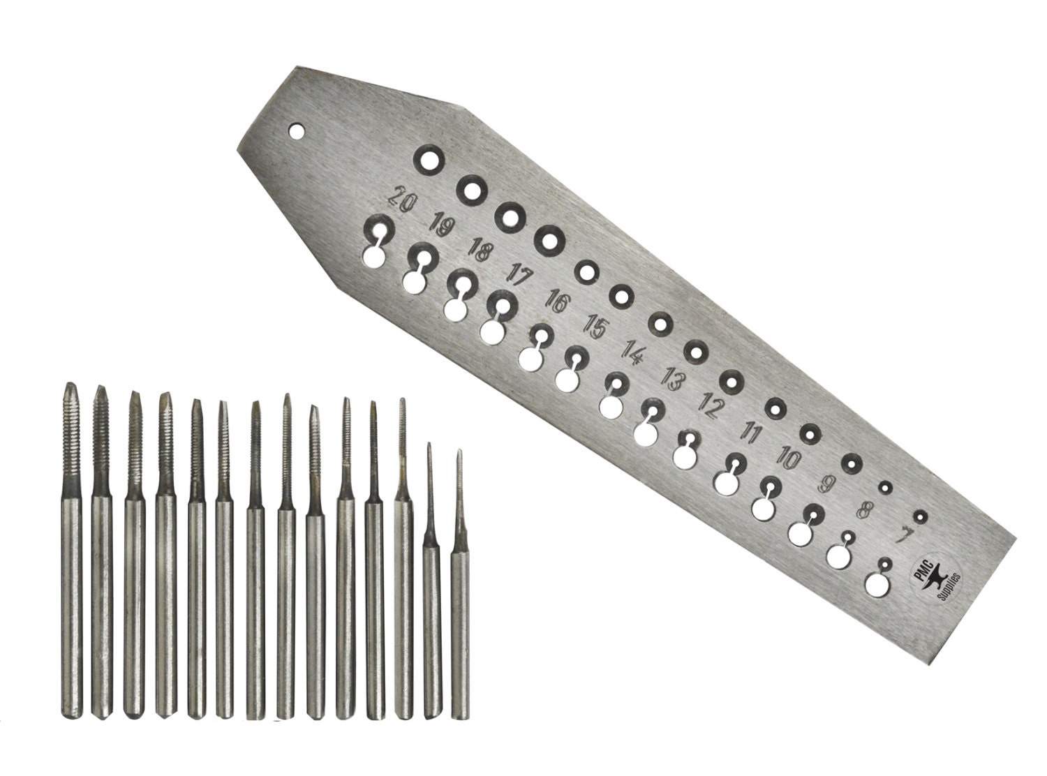 Screw Plate with 14 Taps w/ Holes Sizes 0.7 mm to 2 mm Tap and