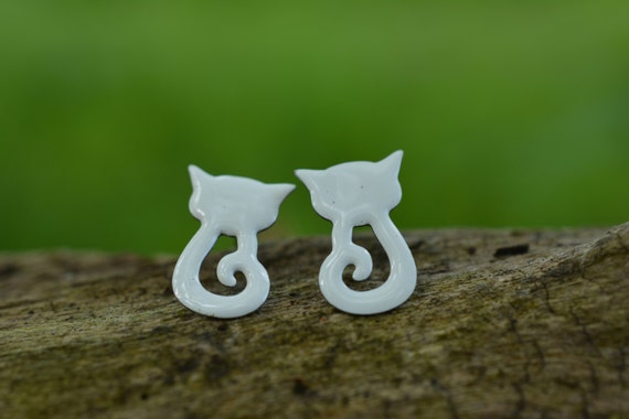 Cat Earrings Studs Kitten Earring Kitty Earring Post Kitten