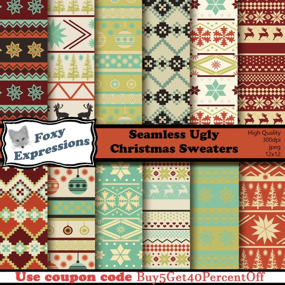 Seamless Ugly Christmas Sweater Digital paper by FoxyExpressions