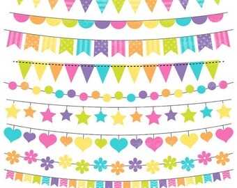 SALE Bunting Banner Clipart. Scrapbook printable by AvenieDigital