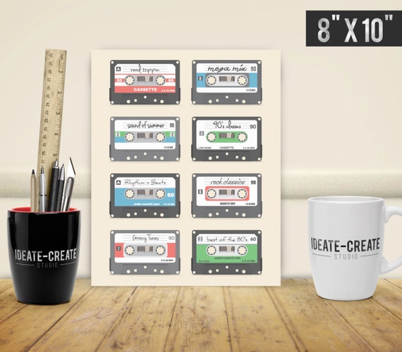 Retro Mixtape Print Mixtape Poster Mixtape by IdeateCreateStudio