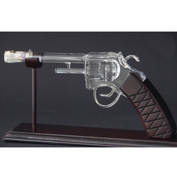 Gun revolver tequila bottle vodka bottleColt by CzechGlassArt