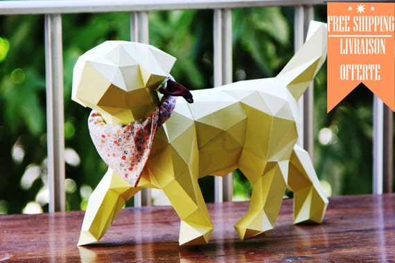 DIY kit PUPPY / Dog paper Sculpture animal faux by SculPaperShop