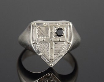 Silver shield ring | Etsy