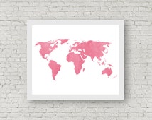 Unique pink world map related items | Etsy