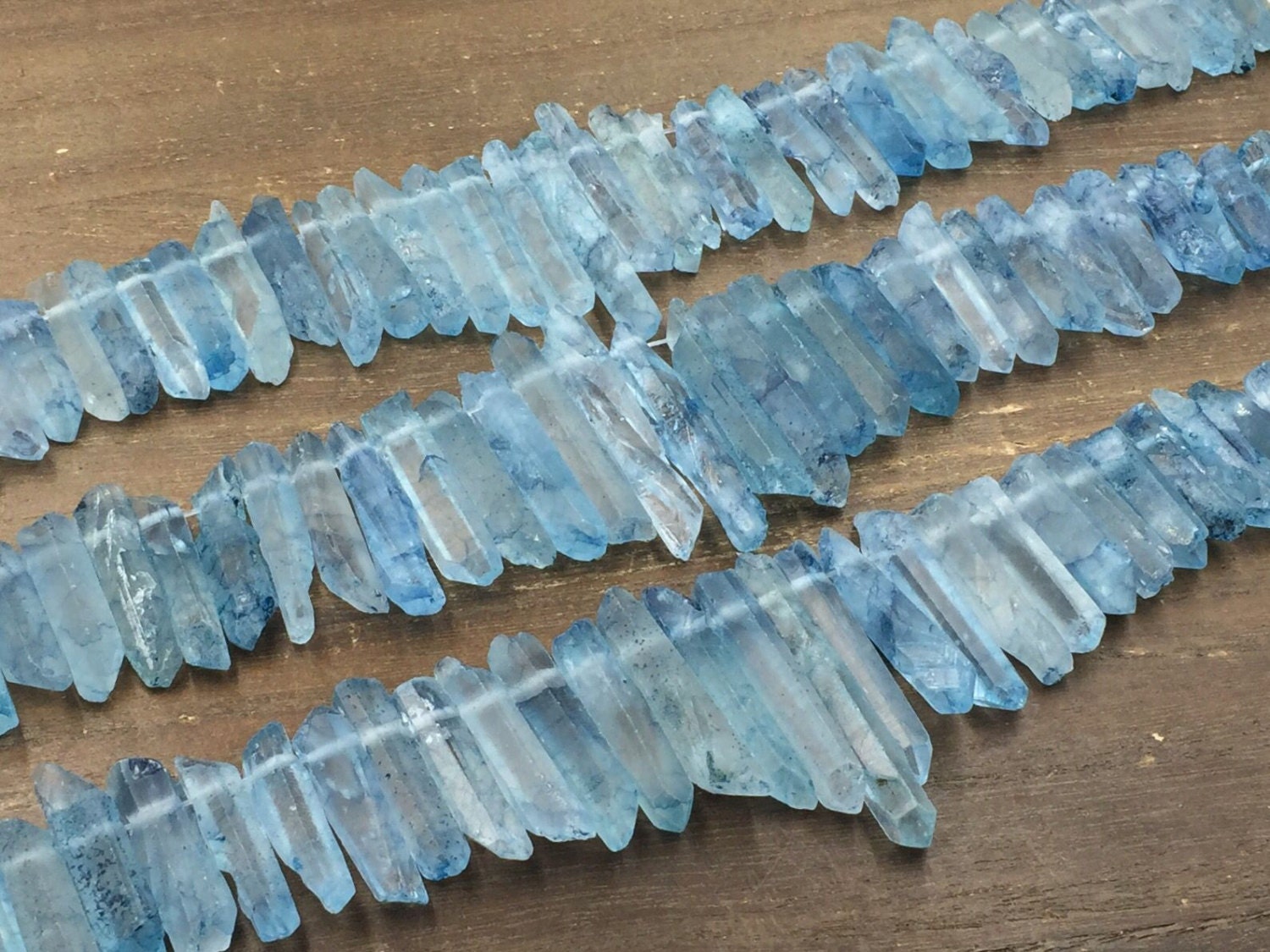 Frosted Raw Blue Crystal Points Pale Blue Quartz Points