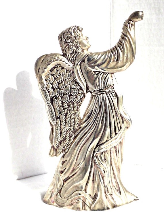 Items similar to Silver Plated Angel Decor, Christmas Decor, Angels ...