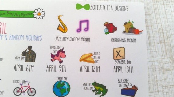 April Wacky & Random Holiday Stickers Set of 16 Item 163