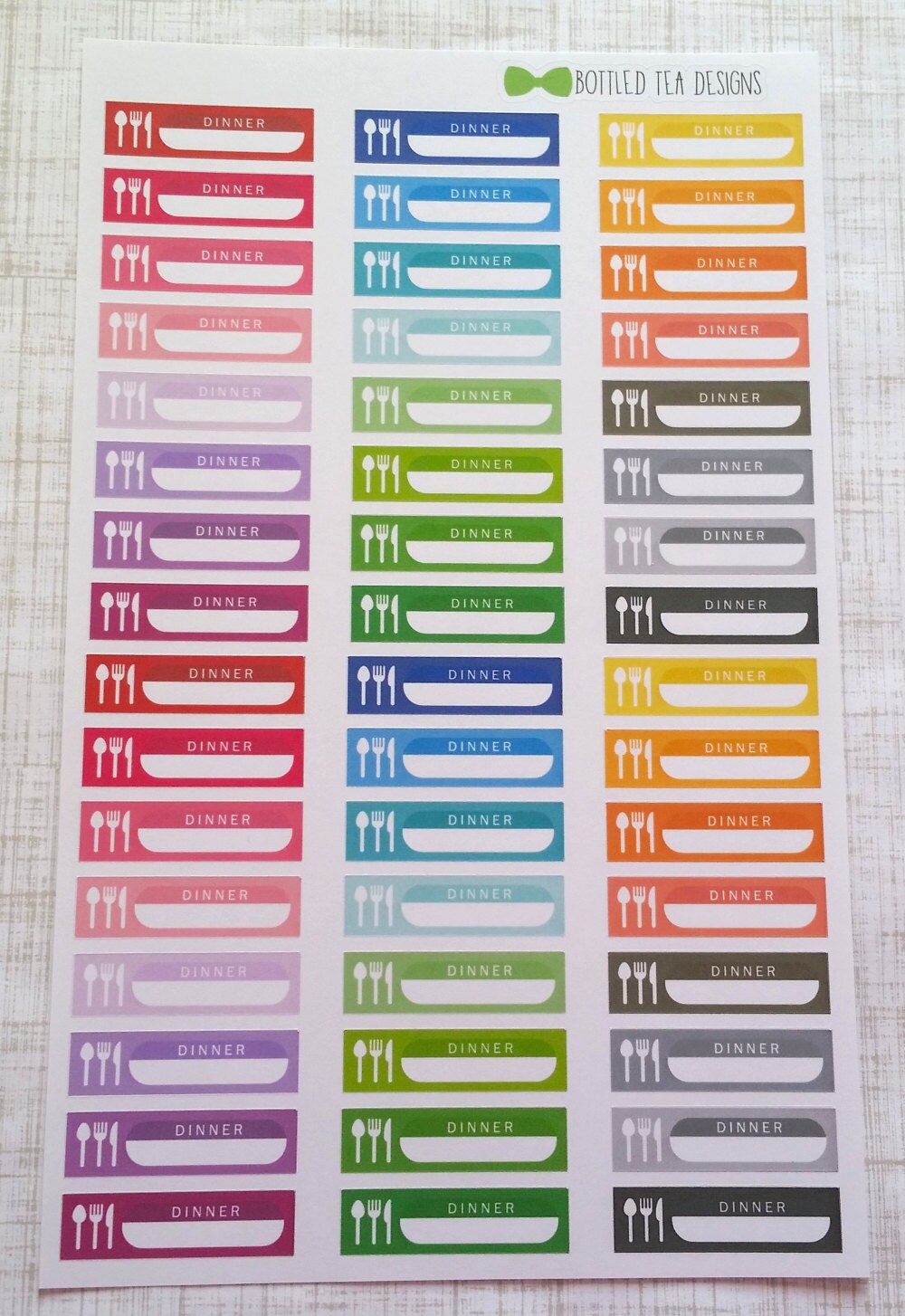 Dinner Labels Set of 48 Item 287 by bottledteadesigns on Etsy