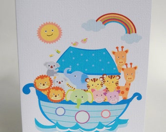 3D Noah's Ark Card for birthday congratulations or thank