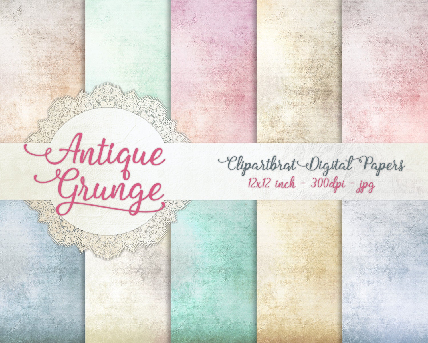 ANTIQUE GRUNGE Digital Paper Pack Commercial Use Digital