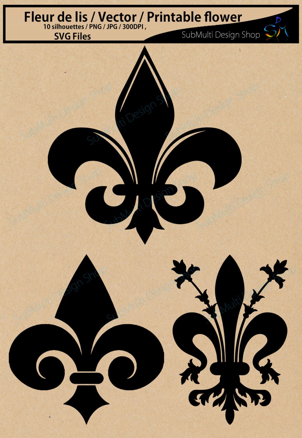 Fleur-de-lis silhouette / fleur de lis SVG Cutting Templates