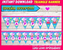 80% OFF SALE Peppa Pig Triangle Banner instant download, Printable ...