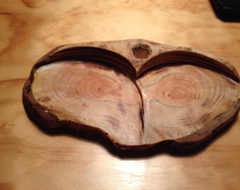 Rustic hand made wooden log double coaster