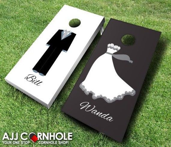 Custom Bride & Groom Wedding Cornhole Set with Bags Wedding