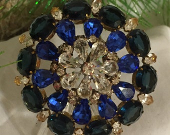 Blue rhinestone pin | Etsy