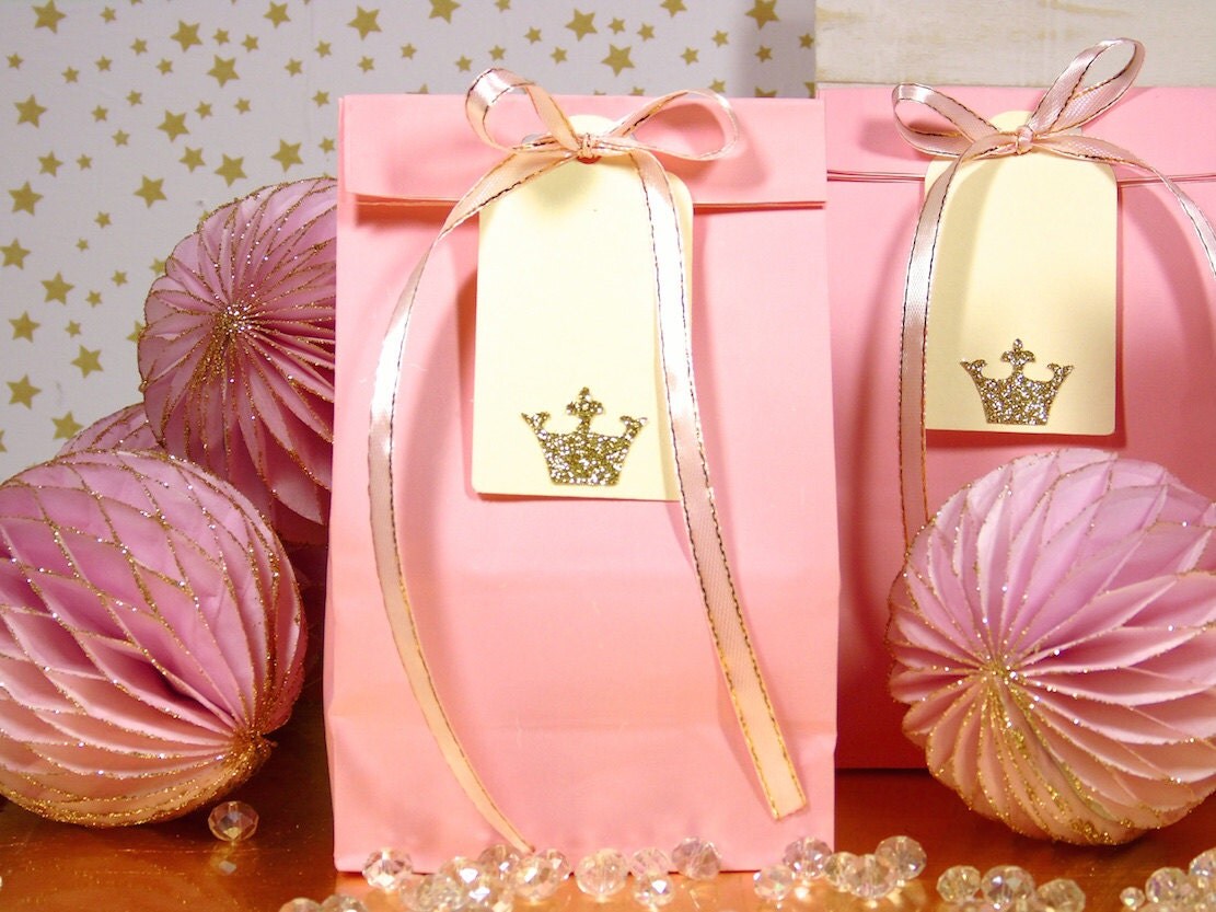 Little Princess Party Crown Favor Bags Gold and by GlitterDrops