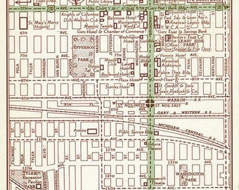 Gary indiana map | Etsy