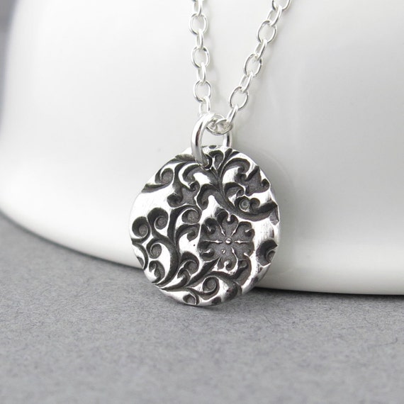 Sterling Silver Necklace Pendant Necklace Flower Necklace