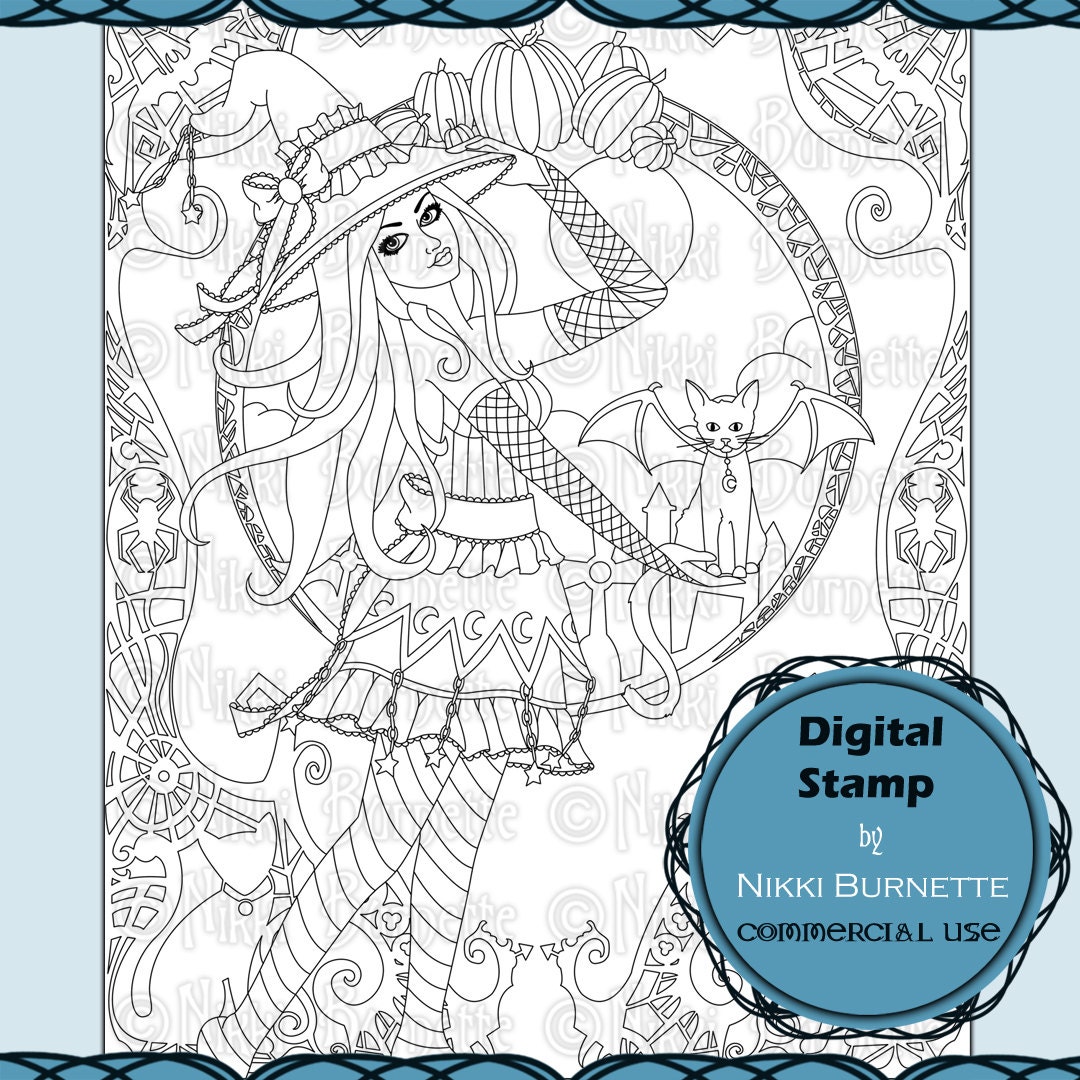 Digital Stamp Printable Coloring Page Fantasy Art by aurella27