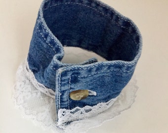 Denim cuff bracelet | Etsy