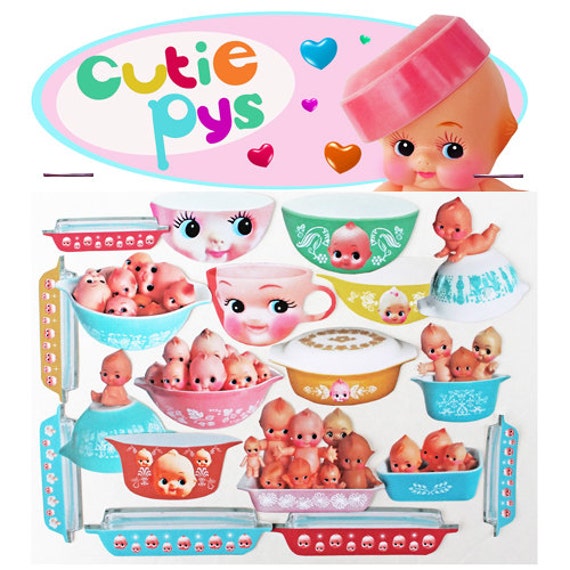 kewpie pyrex stickers cute big eye dolly baby by boopsiedaisy