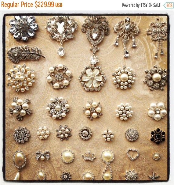 50% OFF 35 Rhinestone brooches for Bridal by DIYBrideBoutique