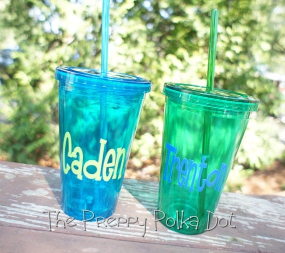 Personalized 16oz Acrylic Straw Cup With by ThePreppyPolkaDot