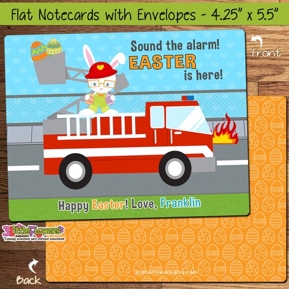 Fire Truck Easter Cards - Personalized Easter Cards for Kids ...