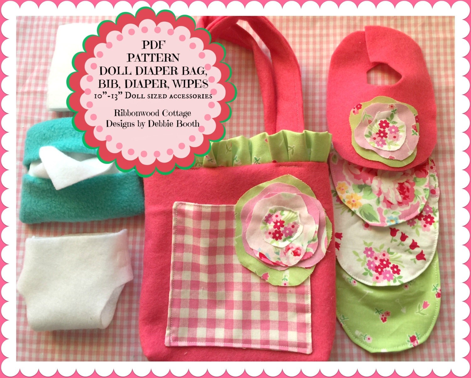 Sewing Pattern PDF Pattern-Easy Felt Babydoll Shabby Diaper