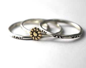 Mammoth Sunflower Ring Flower Ring Stack Ring by LittleGreenRoom
