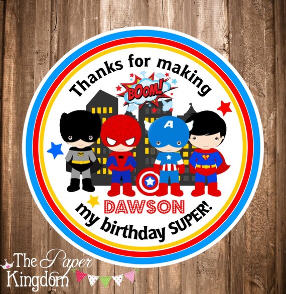 Printable Superhero Stickers Super Hero Gift Tags Superhero