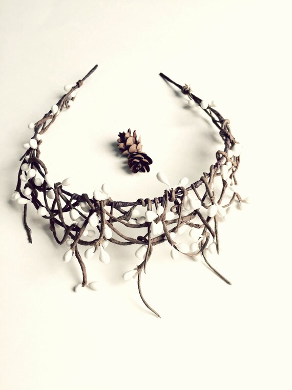 Twig crown rustic headpiece berry headband woodland crown