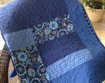 Slate Blue Modern/Contemporary Quilt by MagnoliaQuilts on Etsy