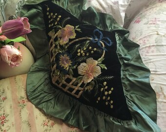 Velvet ruffle pillow | Etsy